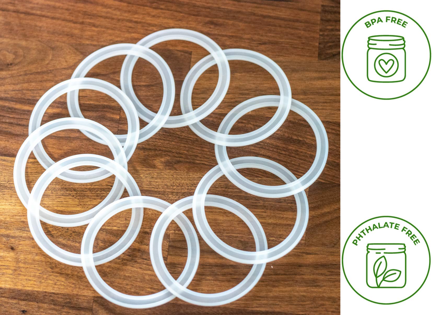 Platinum Silicone Sealing Rings Gaskets for Leak Proof Mason Jar Lids (10 Pack, Wide Mouth)