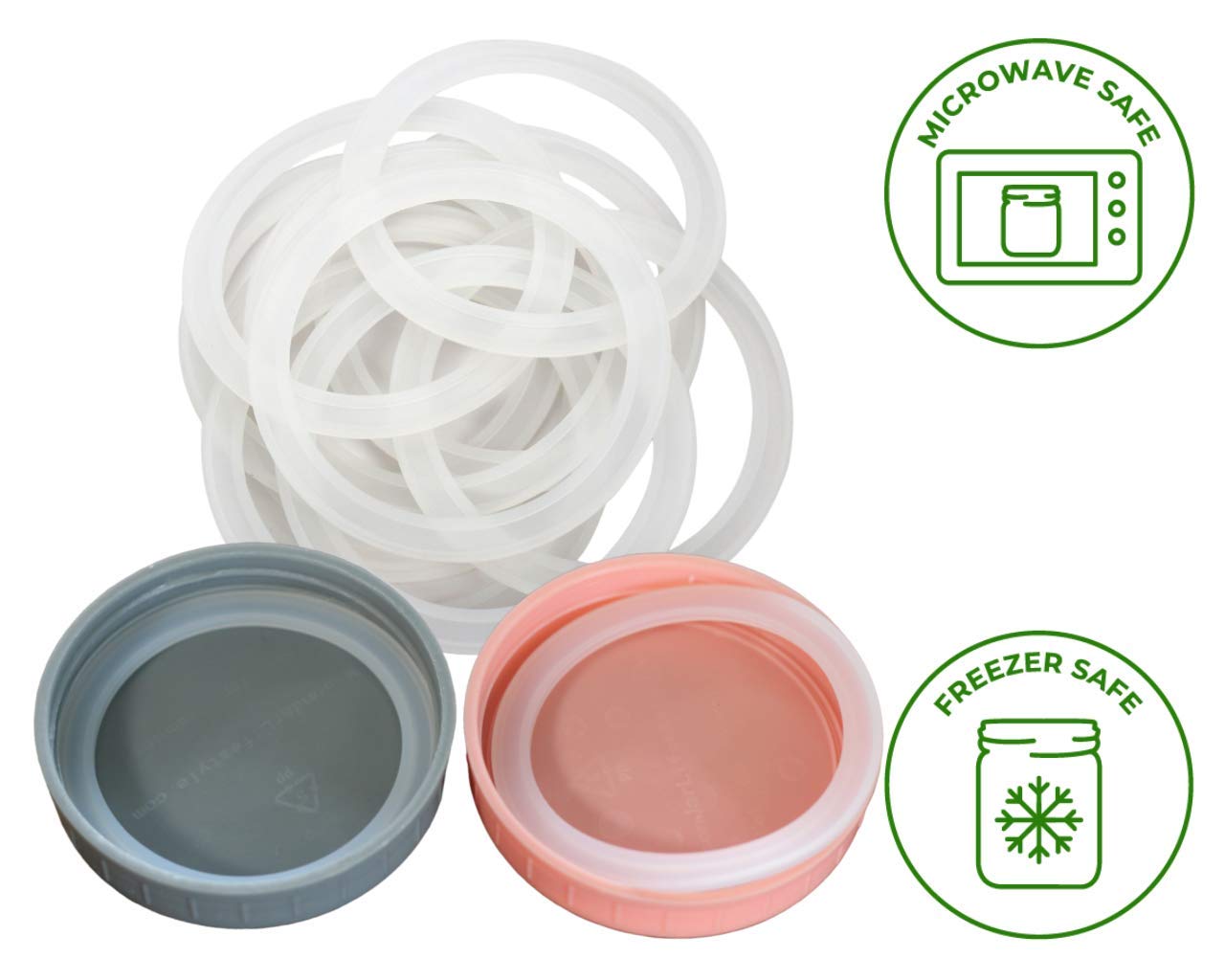 Platinum Silicone Sealing Rings Gaskets for Leak Proof Mason Jar Lids (10 Pack, Wide Mouth)