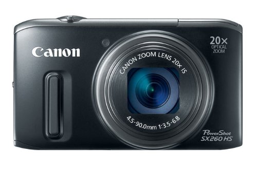 Canon PowerShot SX260 HS 12.1 MP CMOS Digital Camera with 20x Image Stabilized Zoom 25mm Wide-Angle Optical Lens and 1080p HD Video (Black)
