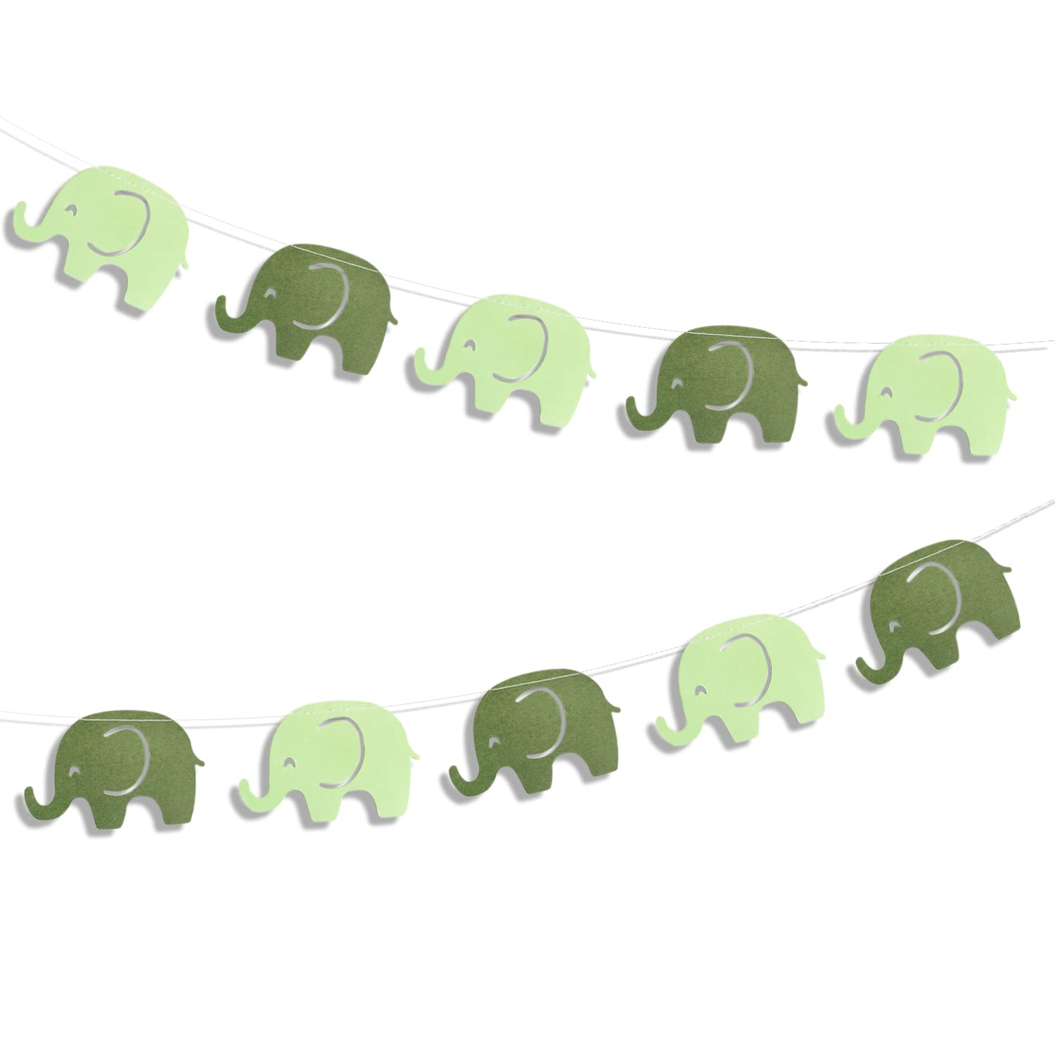 Green Baby Shower Garland Elephant Banner Elephant Theme Party Decoration Birthday Supplies Baby Nursery Classroom Decorations Gender Reveal Decoration 10Feet 17pcs