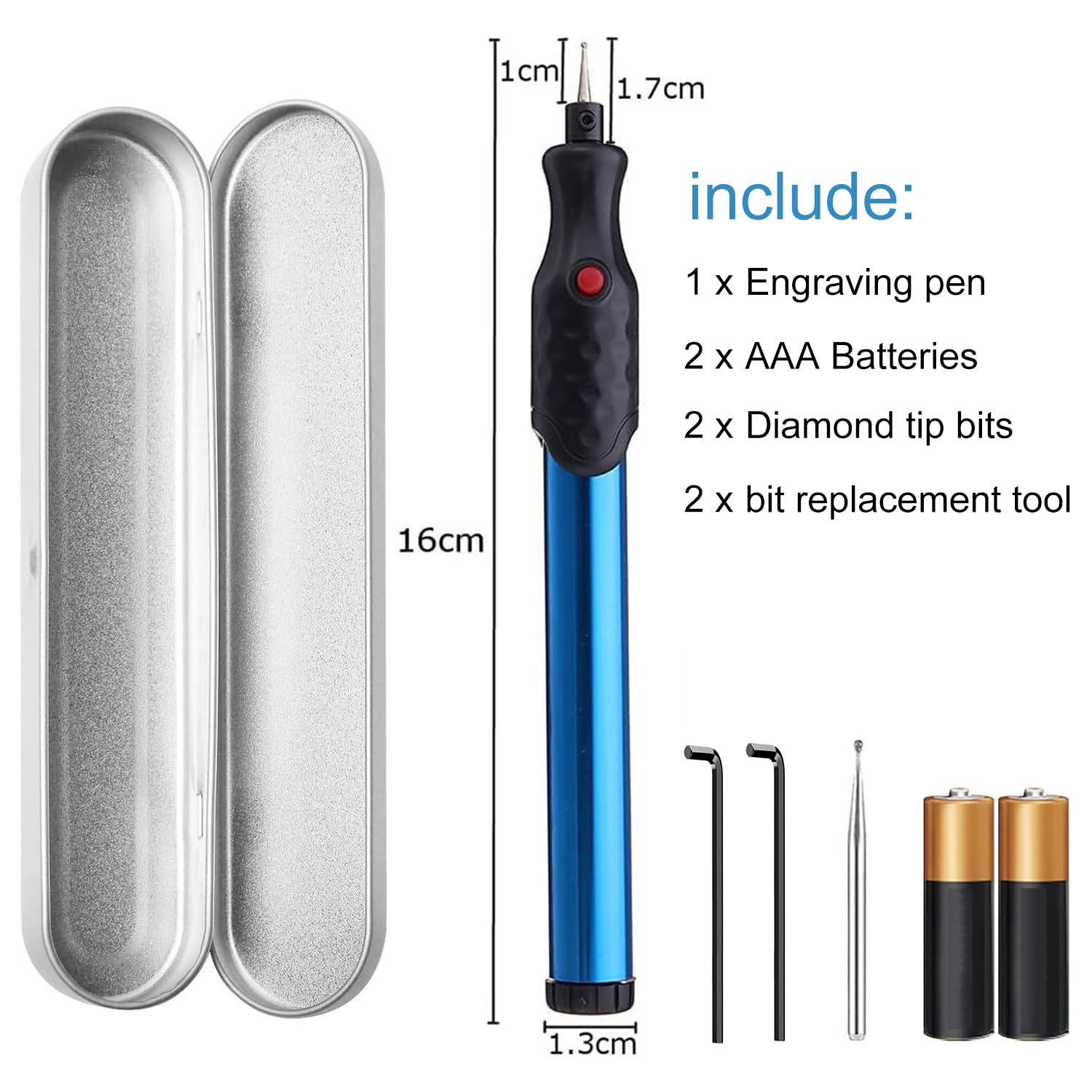 FOLAI Electric Engraving Engraver Pen Carve Tool for DIY Jewellery Jewelry Metal Glass - (Cordless Precision Engraver with Diamond Tip Bit)