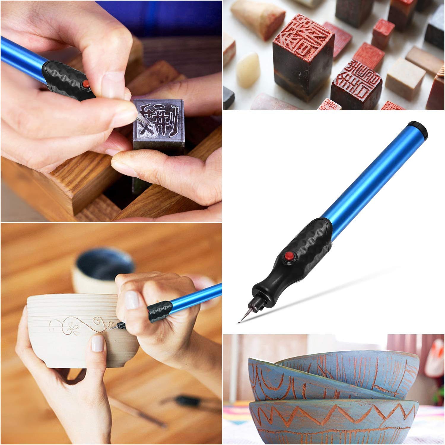 FOLAI Electric Engraving Engraver Pen Carve Tool for DIY Jewellery Jewelry Metal Glass - (Cordless Precision Engraver with Diamond Tip Bit)
