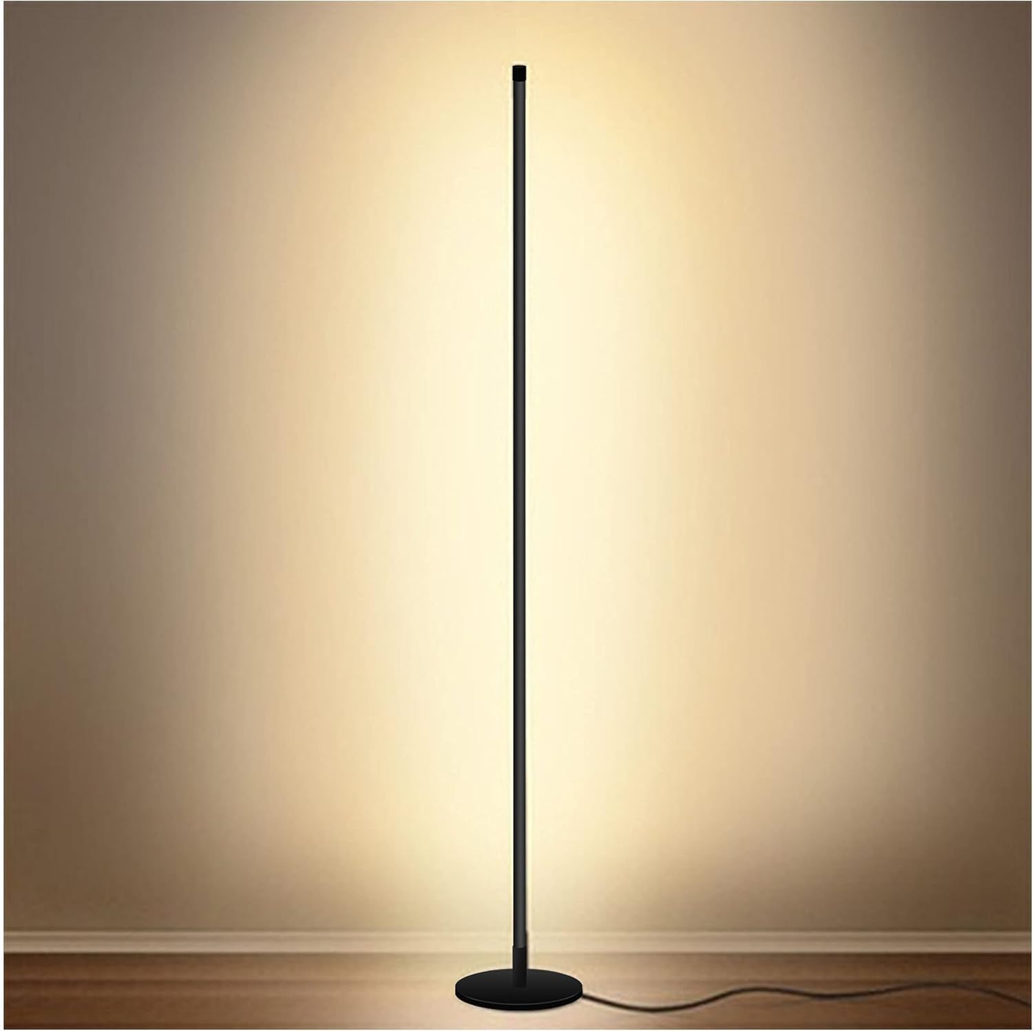 Modern Floor Lamp Led Standing Corner Lamp Black Decor Floor Lamps Contemporary Metal Floor Lamp for Living Room Bedrooms with Remote & Touch Control