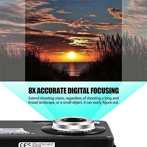 Vifemify 8X Zoom Card Digital Camera 5 MP 2.7in Display Maximum Support 32GB Memory Card Builtin Microphone Mini Digital Camera (Black)
