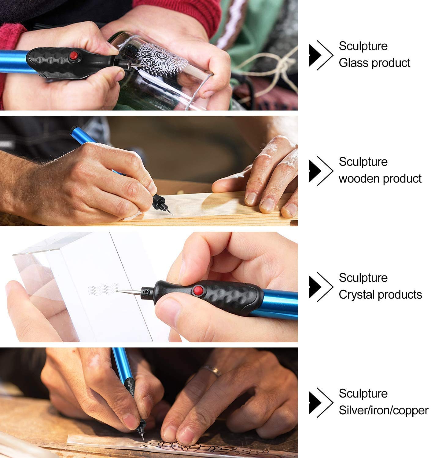 FOLAI Electric Engraving Engraver Pen Carve Tool for DIY Jewellery Jewelry Metal Glass - (Cordless Precision Engraver with Diamond Tip Bit)