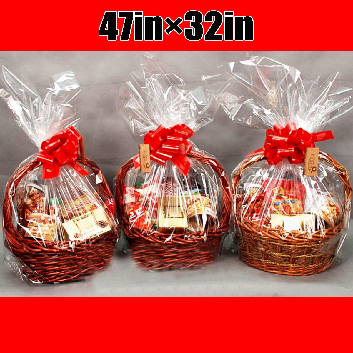 Porpor Booya Clear Basket Bags Package Bags Cellophane Wrap for Baskets and Gifts, 47 by 32 Inches (20-Pack)