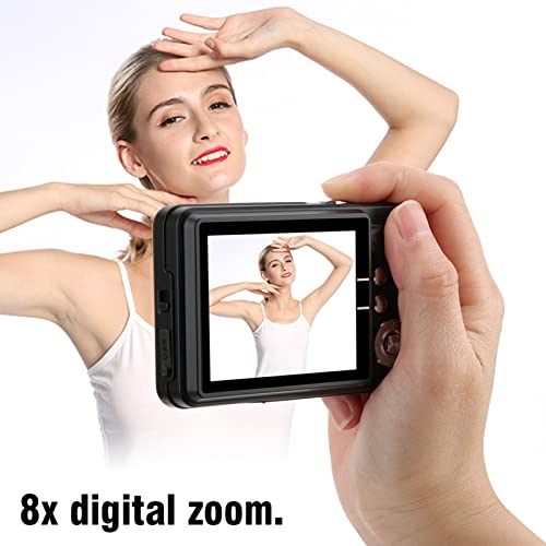 Vifemify 8X Zoom Card Digital Camera 5 MP 2.7in Display Maximum Support 32GB Memory Card Builtin Microphone Mini Digital Camera (Black)