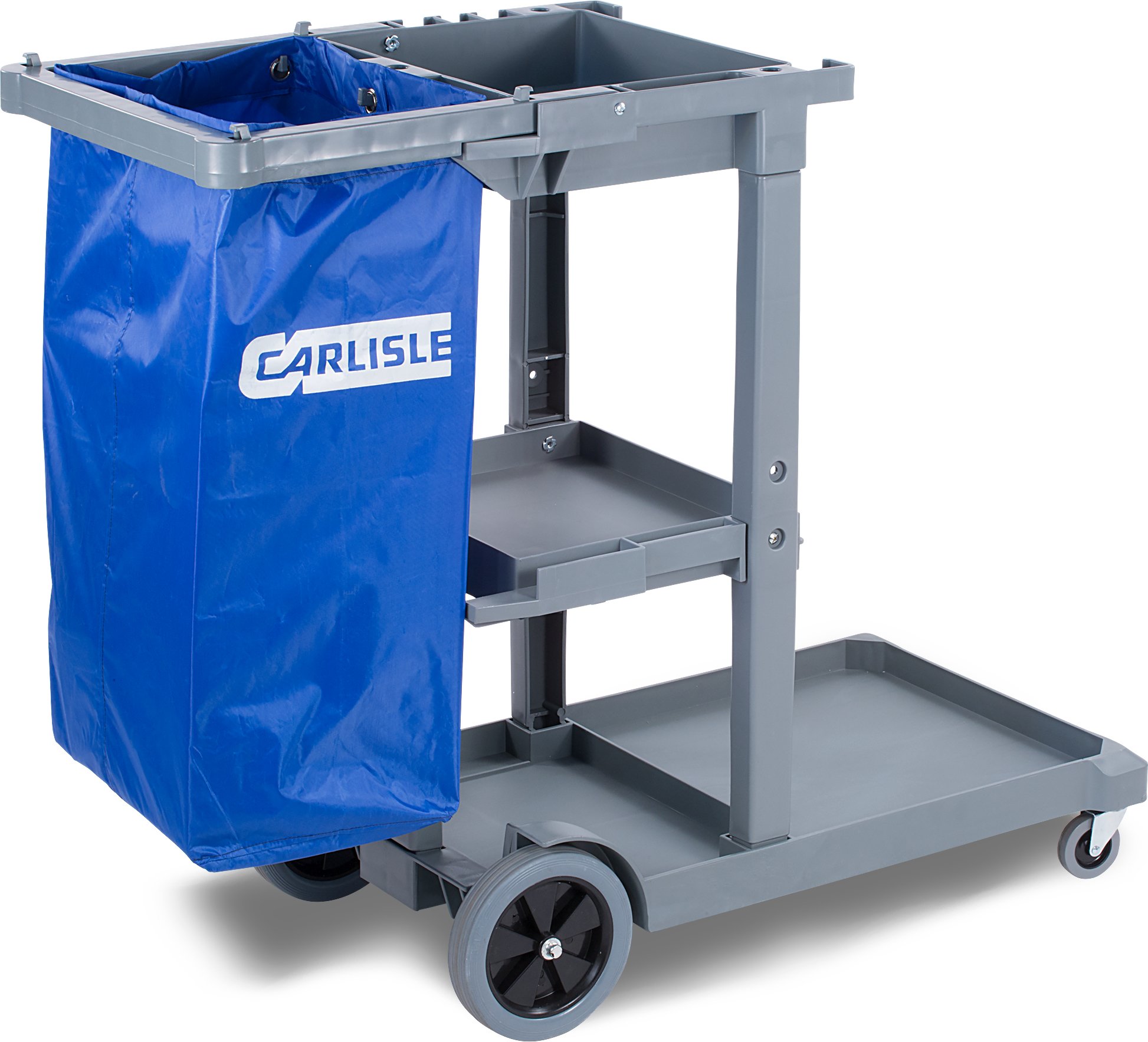 Carlisle FoodService Products Plastic Short Platform Janitorial Cart, 300 lbs Capacity, 45" x 19" x 39", Gray