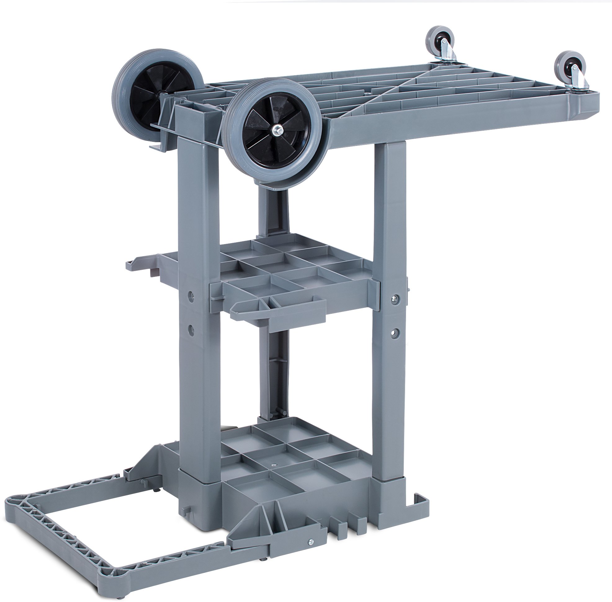 Carlisle FoodService Products Plastic Short Platform Janitorial Cart, 300 lbs Capacity, 45" x 19" x 39", Gray