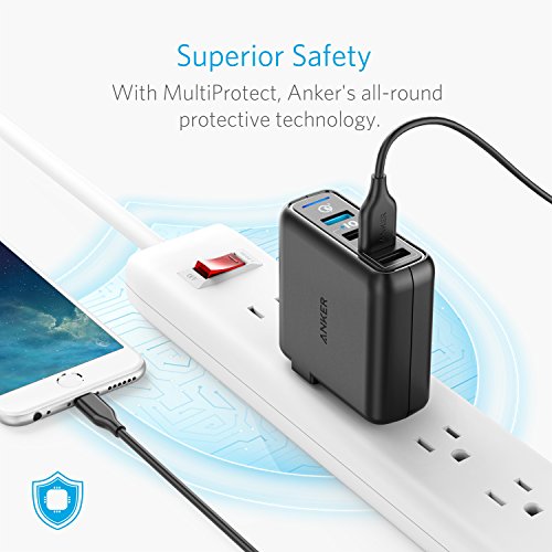 Anker Quick Charge 3.0 43.5W 4-Port USB Wall Charger, PowerPort Speed 4 for Galaxy S7/S6/edge/edge+, Note 4/5, LG G4/G5, HTC One M8/M9/A9, Nexus 6, with PowerIQ for iPhone 7, iPad, and More