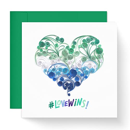 TUMYBee Gay Men MLM Pride Greeting Card, Love Wins Card for Pride Month, Gay Men LGBTQ Pride for Anniversary, Love, Valentine, Gay Card 3D Quilling Card with Envelop (MLM Love)