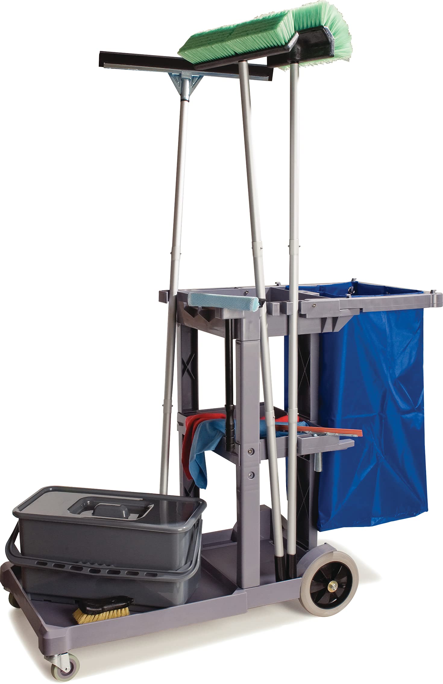 Carlisle FoodService Products Plastic Short Platform Janitorial Cart, 300 lbs Capacity, 45" x 19" x 39", Gray