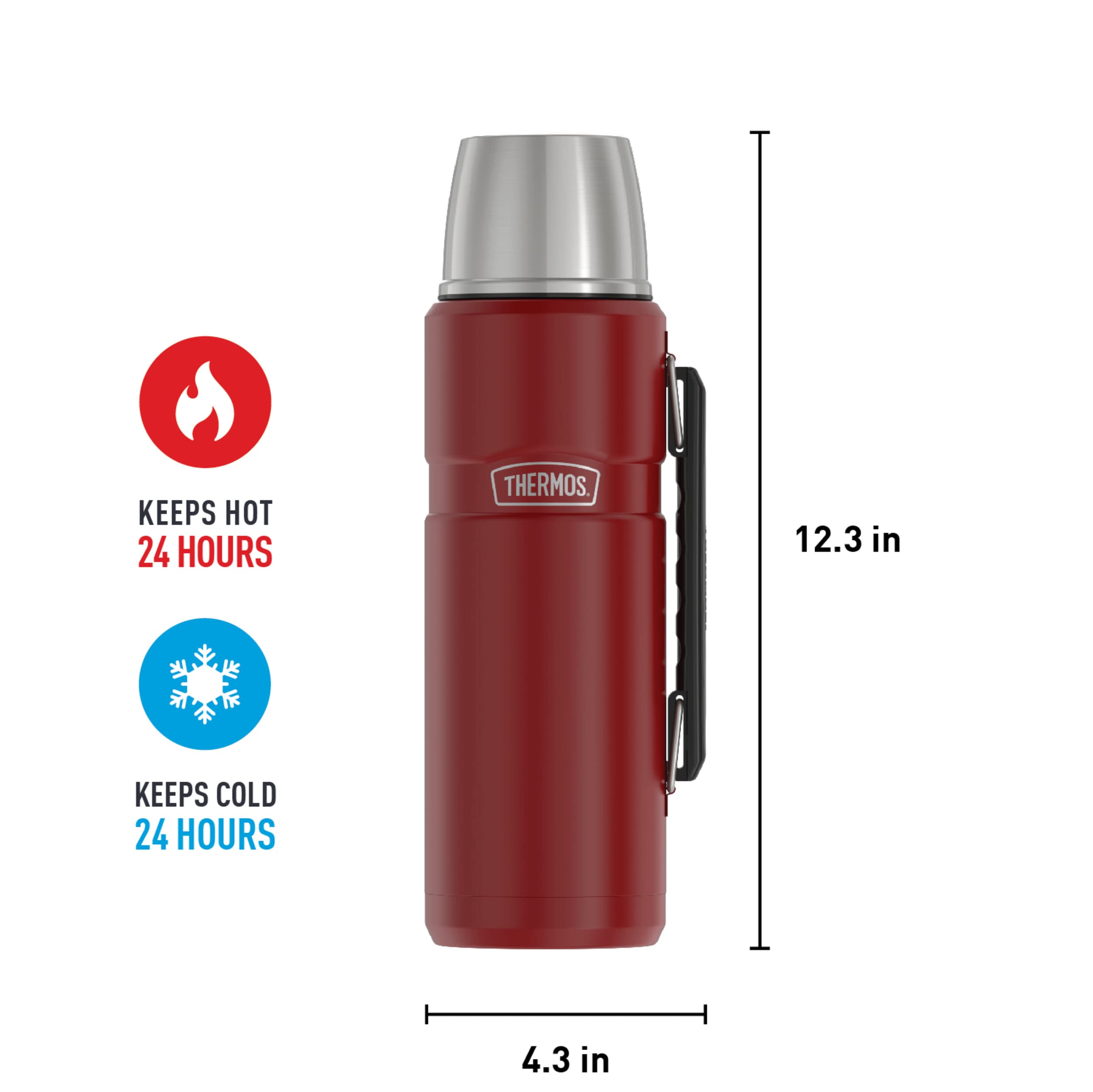 THERMOS Stainless King Vacuum-Insulated Beverage Bottle, 40 Ounce, Rustic Red