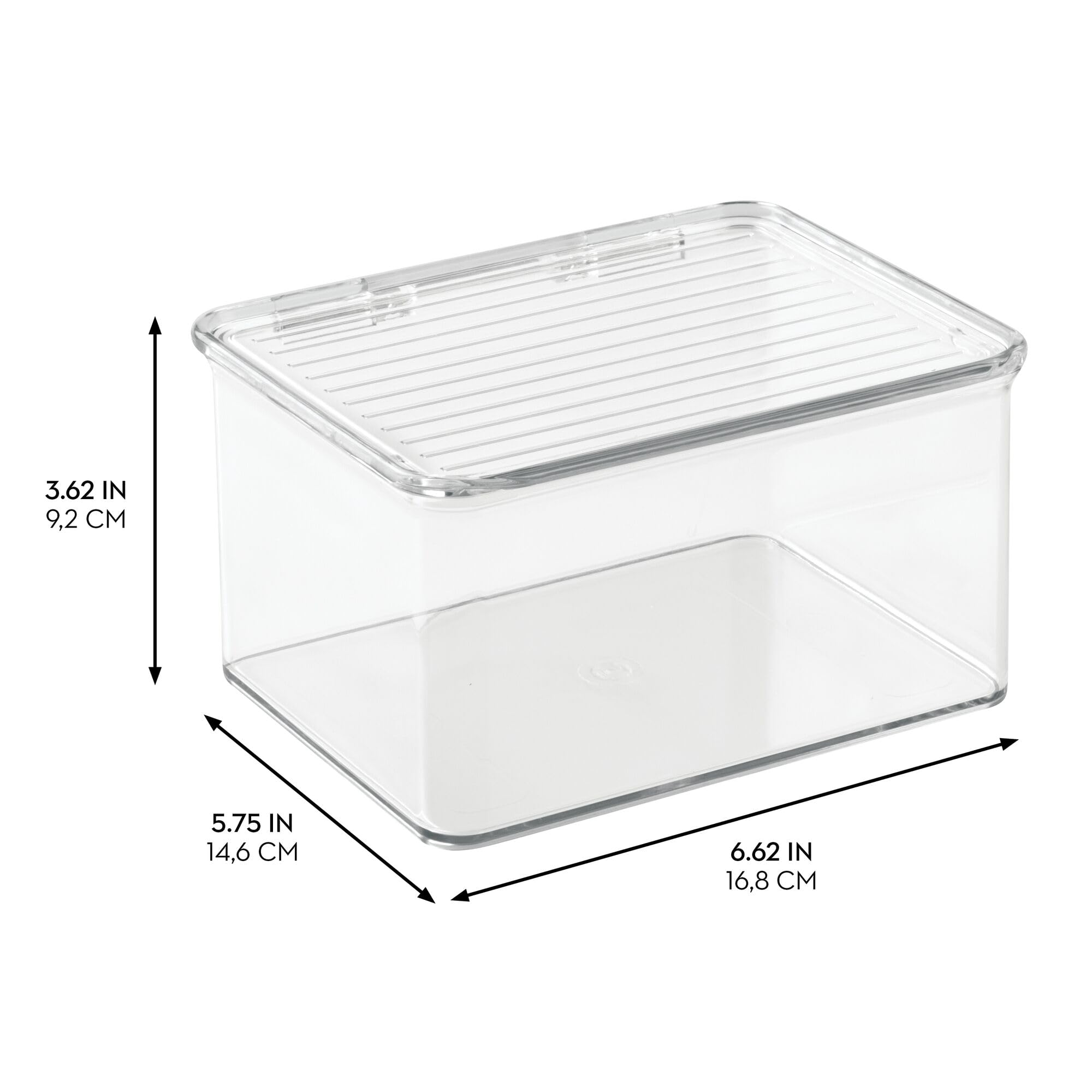 iDesign Recycled Plastic Pantry and Kitchen Storage, Freezer and Fridge Organizer Lidded Bin β 6.75β x 5.75β x 3.75β, Clear