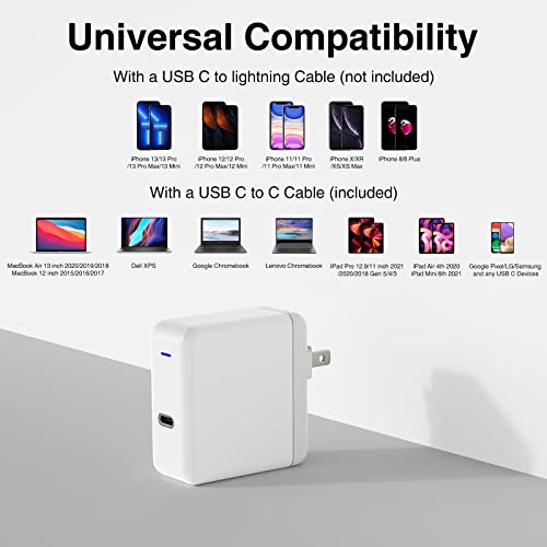 SZPOWER 45W USB C Wall Charger, MacBook Air Charger, ipad Pro Charger, PD Fast Charging for Samsung Galaxy Ultra/Note, MacBook Air, iPad Air5/Air4/iPad Pro 12.9/11, 6.6ft Cable, Thunderbolt 3, LED