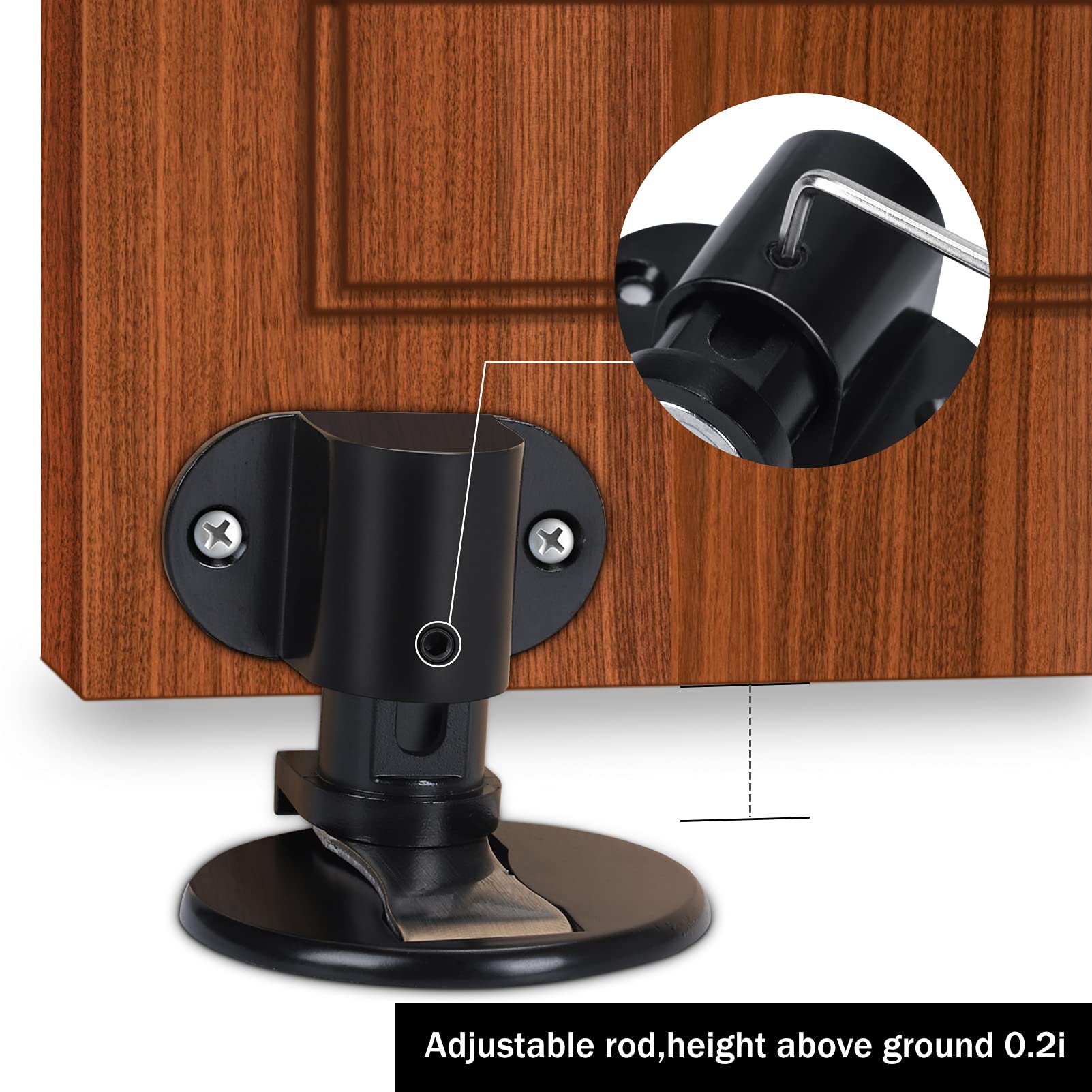 Magnetic Door Stop,Adjustable Door Stop,Invisible Magnetic Door Stop,with 2sets Adhesive No Drilling,for Heavy Duty Home Office Door (Black 2)