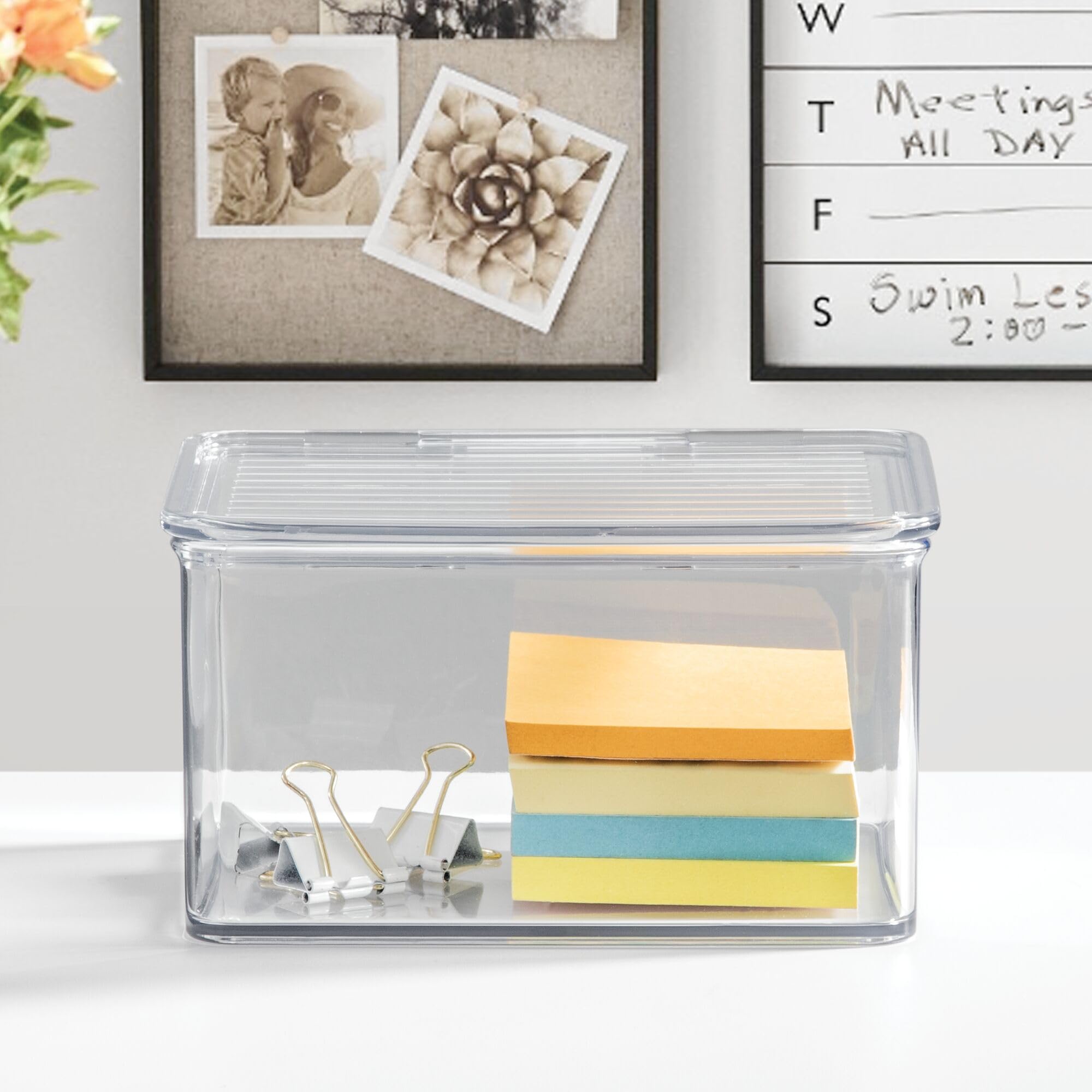 iDesign Recycled Plastic Pantry and Kitchen Storage, Freezer and Fridge Organizer Lidded Bin β 6.75β x 5.75β x 3.75β, Clear