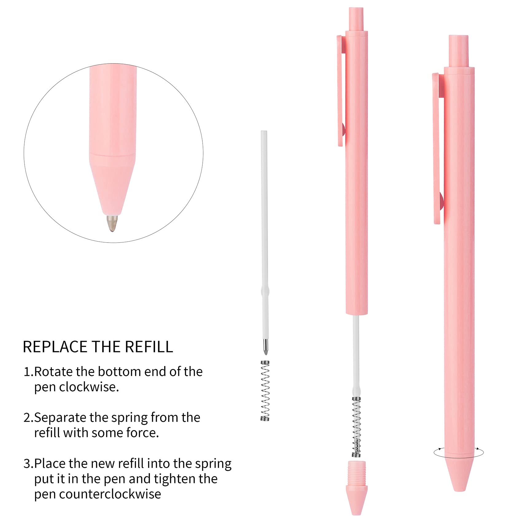 WY WENYUAN 12Pcs Ballpoint Pens, Comfortable Writing Pens, Pastel Retractable Pretty Journaling Pens, Black Ink Medium Point 1.0 mm Gift Pens, Cute Pens Office Supplies for Women&Men