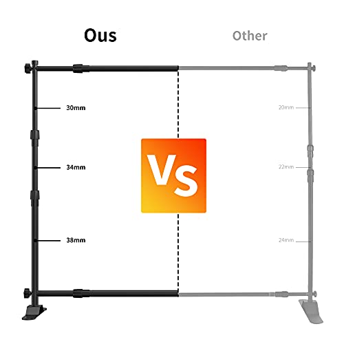 8'x8' Heavy Duty Backdrop Banner Stand,with Thicker Professional Large Telescopic Connecting Pipe,Fit Trade Show and Display Booth Exhibitor Background,with Carrying Bag(Black)