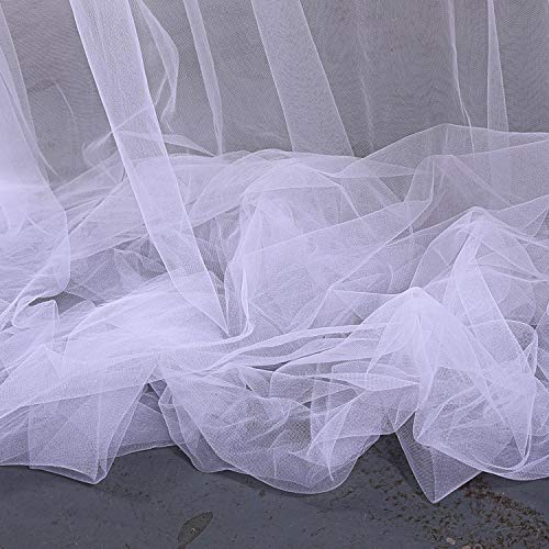 White Backdrop Curtains with Lights String for Wedding Parties 10×10ft Sheer Tulle Backdrop Curtain for Bridal Shower Baby Shower Birthday Party Photo Shoot Background Decorations(2 Panels 10ft×10ft)