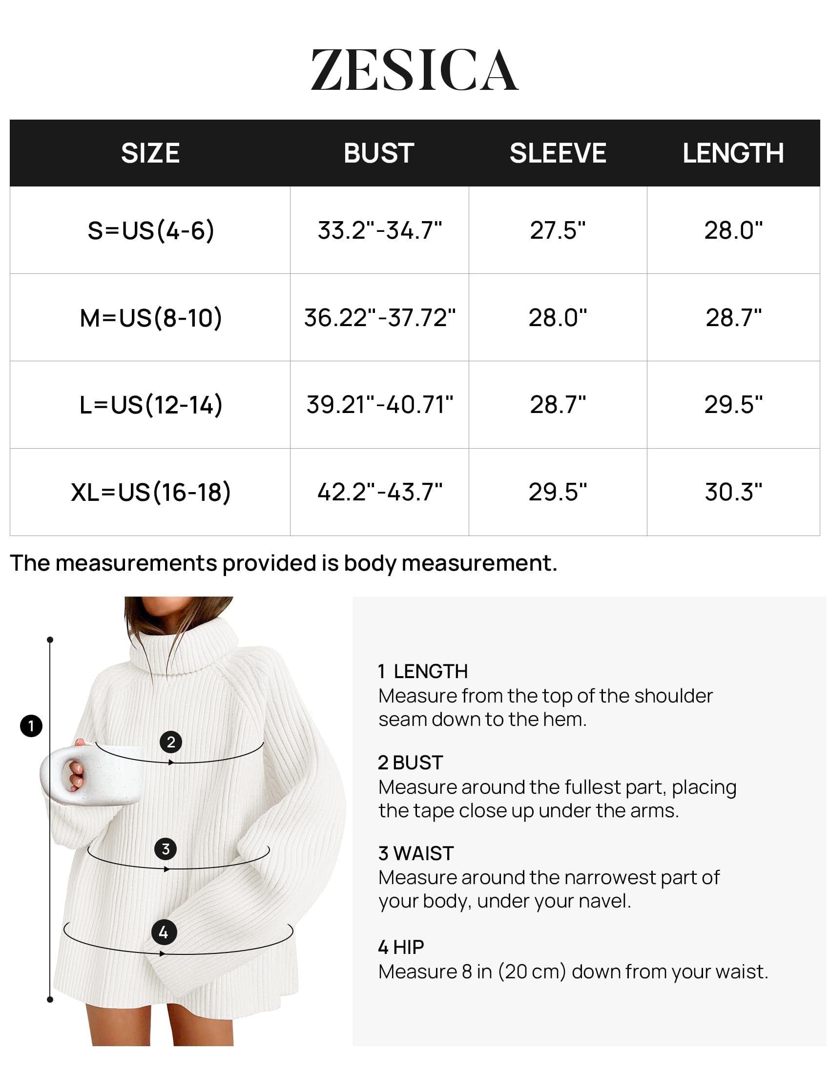 ZESICA Women's Winter Sweaters Oversized Turtleneck Long Sleeve Chunky Knitted Pullover Sweater Jumper Tops,White,Medium