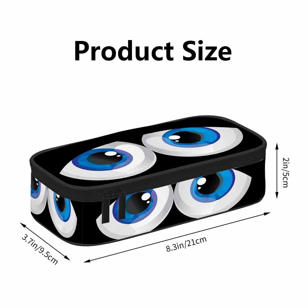 Yakuna Big Eyes Pencil Pouch Huge Eye Balls Sparkling Eyes Cute Eyes Pencil Case Office College School Student Large Storage Zipper Pouch Black