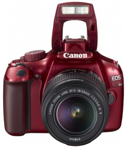 Canon Digital SLR Camera EOS Kiss X50 with EF-S18-55mm IS II Lens Kit (Red) - International Version (No Warranty)