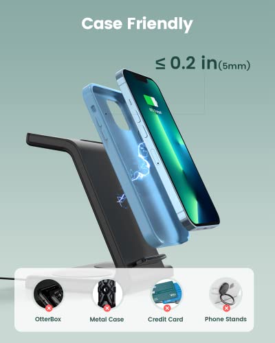 Charging Station for Multiple Devices Apple, 4 in 1 Wireless Charger Station, with Qi-Certified 30W Charging Dock for Apple Watch 7 6 SE 5 4 3, iPhone 14 13 12 11 Pro, Pro Max, Mini, AirPods Pro 3, 2