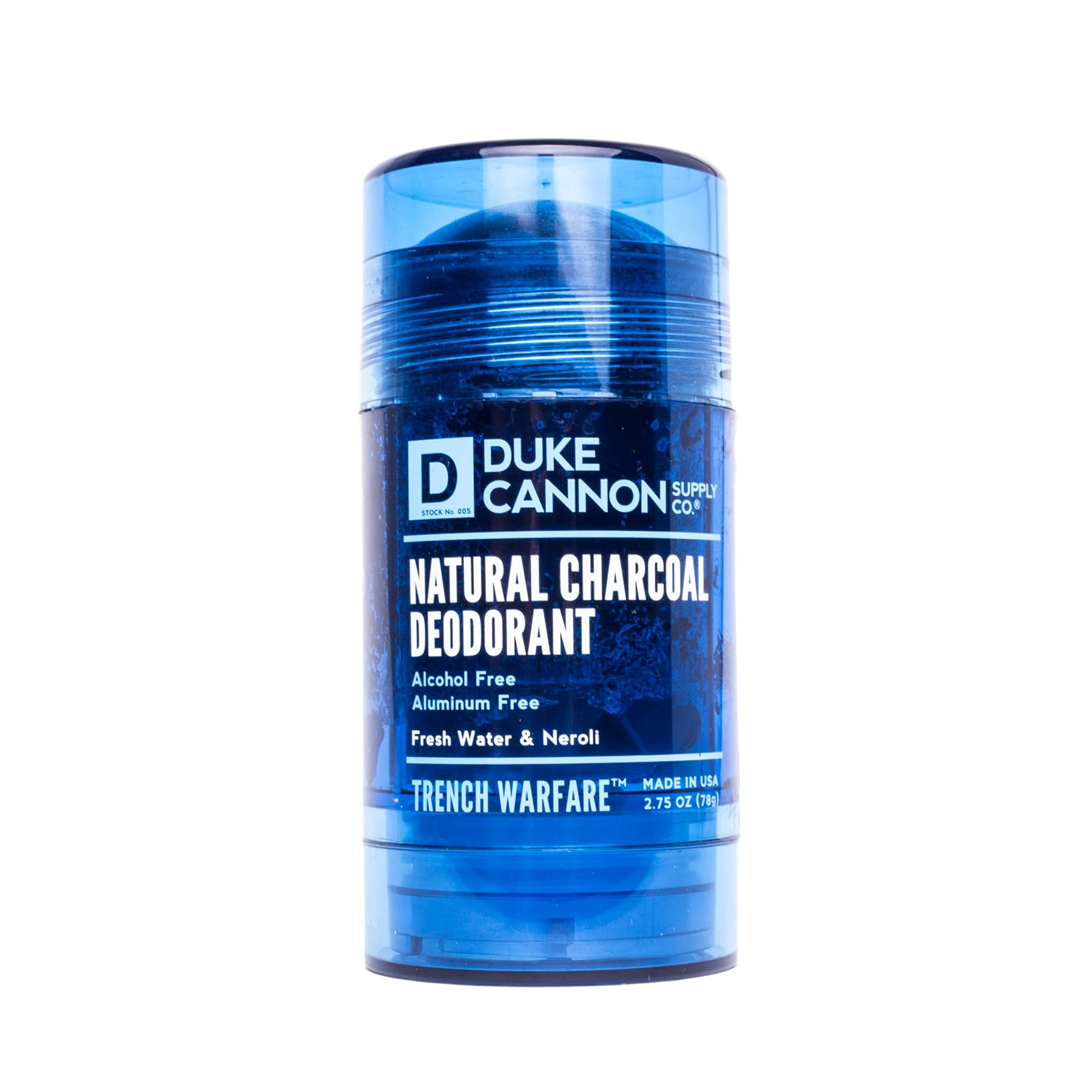Duke Cannon Supply Co. Natural Charcoal Deodorant for Men, 2.75oz - Fresh Water & Neroli - Aluminum Free, Alcohol Free, Long-Lasting Solid Deodorant for Odor Protection