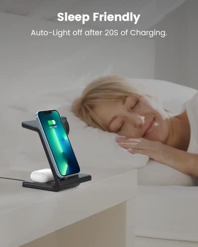 Charging Station for Multiple Devices Apple, 4 in 1 Wireless Charger Station, with Qi-Certified 30W Charging Dock for Apple Watch 7 6 SE 5 4 3, iPhone 14 13 12 11 Pro, Pro Max, Mini, AirPods Pro 3, 2