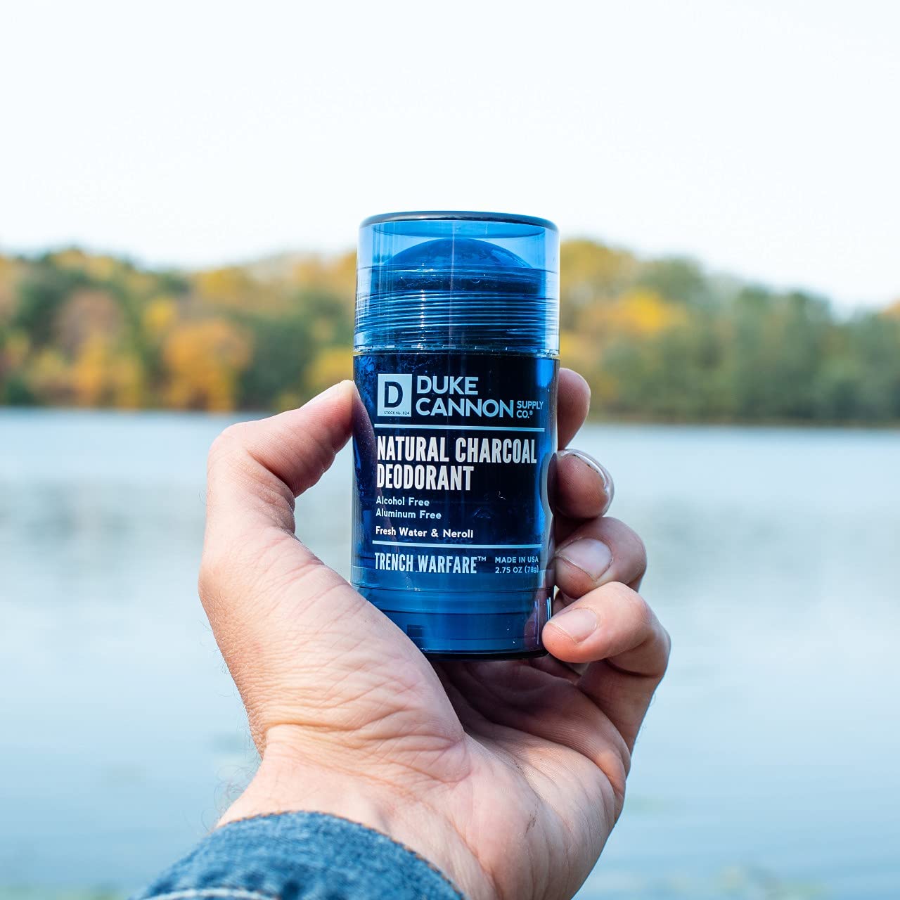 Duke Cannon Supply Co. Natural Charcoal Deodorant for Men, 2.75oz - Fresh Water & Neroli - Aluminum Free, Alcohol Free, Long-Lasting Solid Deodorant for Odor Protection