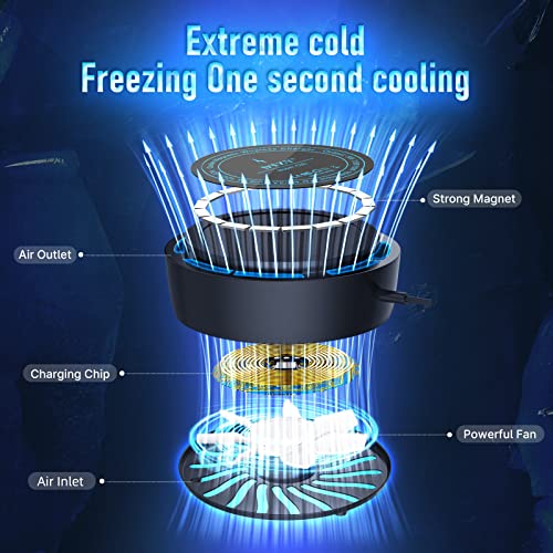 DTZY Magnetic Wireless Charger Phone Cooler, 15W Fast Charging Compatible with Radiator Wireless Charging for iPhone 14/13/12 Series,Magsafe Wireless Charging for Gaming Video Live Streaming Black