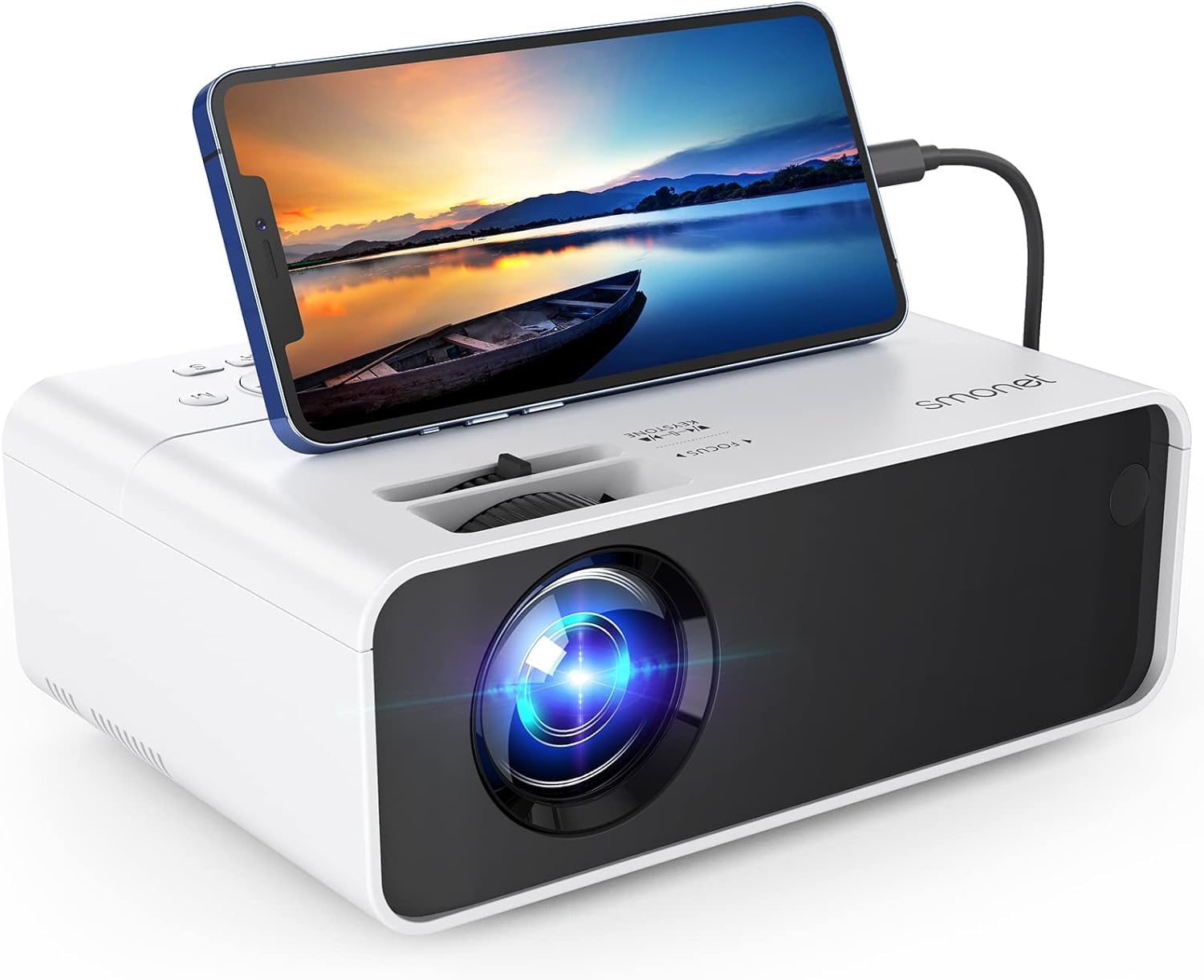 SMONET 1080P Movie Projector 4K Home Projector Video TV Projector Portable Mini Projector Outdoor Indoor Wall Compatible with TV Stick Laptops PC PS5 HDMI USB
