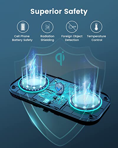 Wireless Charger - Wireless Charging Pad, 10W Max Charging Pad for Apple iPhone 14 Plus/14 Pro/13 Pro Max/Pro/Mini/12/11, Airpods 3/2/Pro, Wireless Phone Charger for Samsung S22/S21, Dual Charging Pad