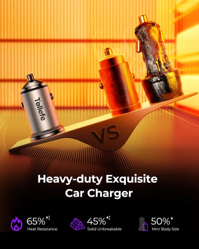 USB C Car Charger, [PD45W & QC45W]Dual Fast Ports Fast Charge Car Charger [All Metal & Mini]Cigarette Lighter Adapter for iPhone 14/13/12 Pro Max Samsung S22/21 Note20/10 Google Pixel, iPad Pro-Sliver