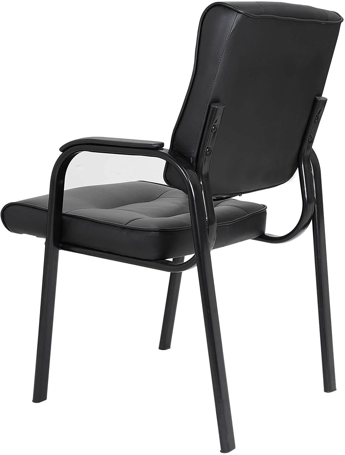 SUPER DEAL Office Guest Chair Bonded Leather Executive Side Chair Reception Chair with Solid Metal Frame Home Office Furniture