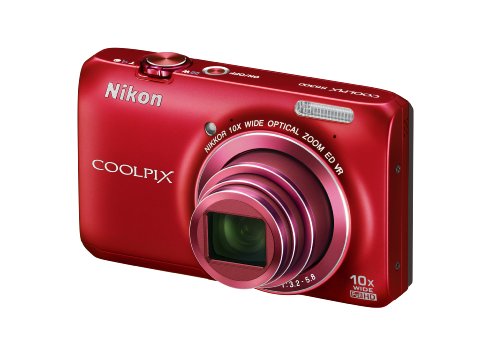 Nikon COOLPIX S6300 16 MP Digital Camera with 10x Zoom NIKKOR Glass Lens and Full HD 1080p Video (Red)