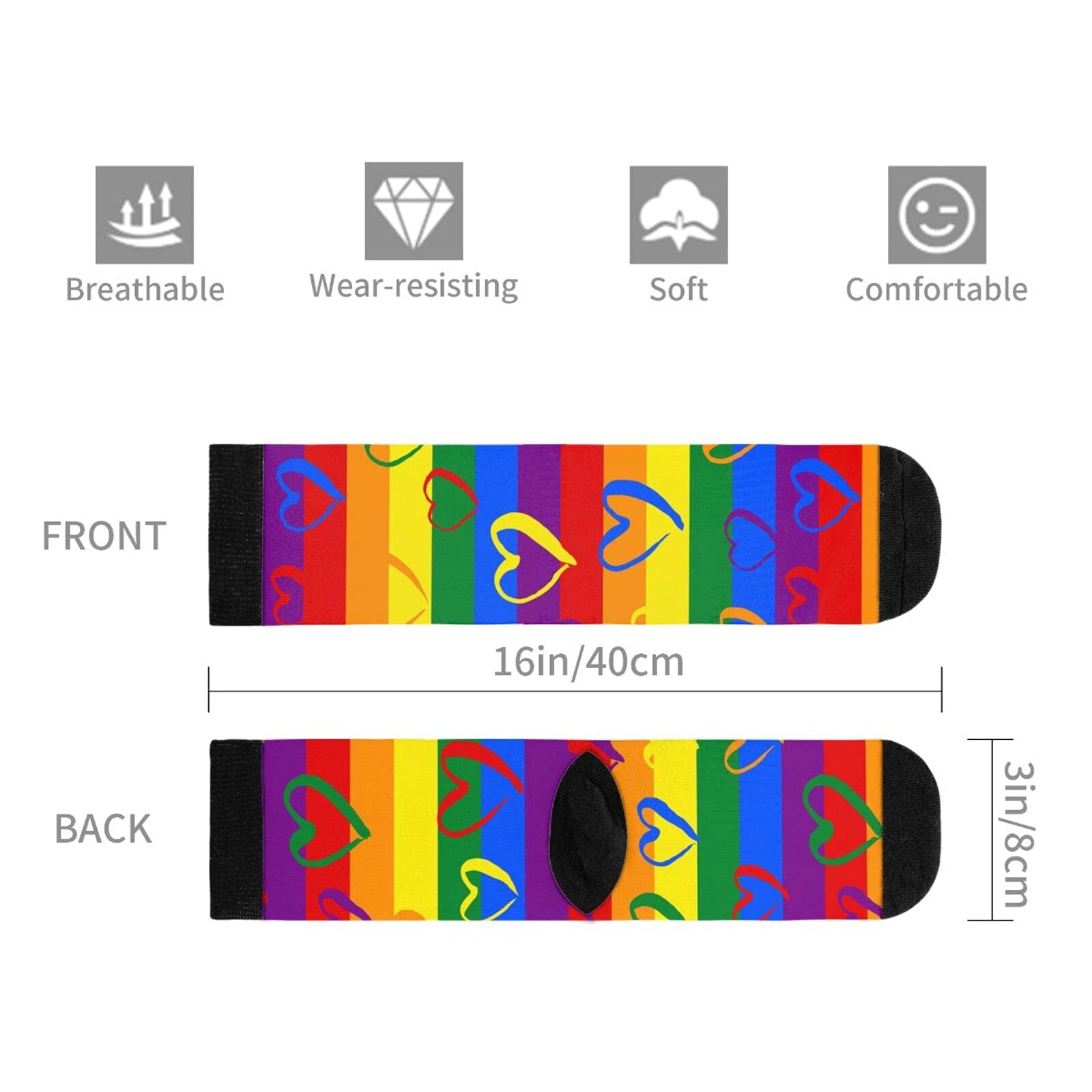 Jedenkuku Gay Pride Rainbow Colored Valentine Heart Novelty And Interesting Socks For Men And Women