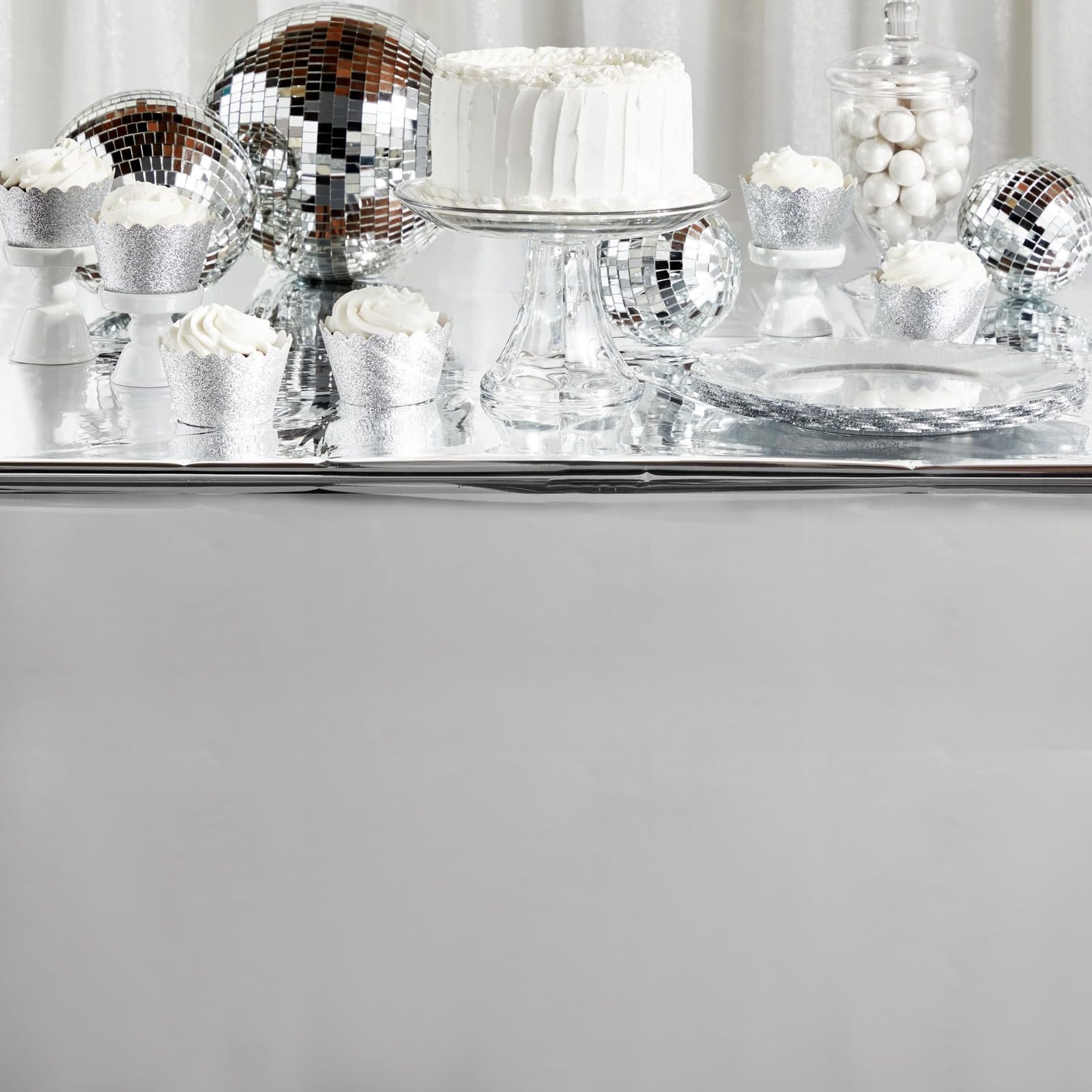 Juvale 3 Pack Metallic Silver Plastic Tablecloth for Birthday Party Decorations (Shiny Foil, 54x108)