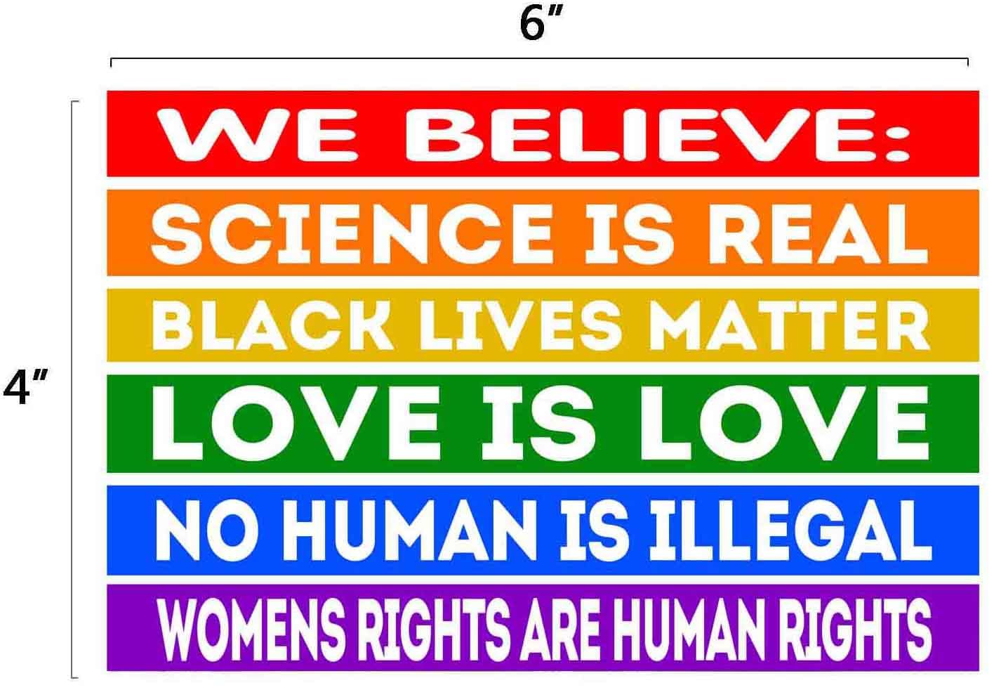 2 Pcs We Believe Womens Rights are Human Rights Love is Love Bumper Stickers for Car,Gay Pride Black Lives Matter Rainbow Flag Sticker for Trucks Window Laptop Waterproof Décor 6X4 in