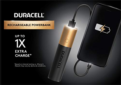 Duracell Rechargeable Powerbank 3350 mAh | 1 Day Portable Charger | Compatible With iPhone, iPad, Samsung, Android, Nintendo Switch & more | TSA Carry-On Compliant