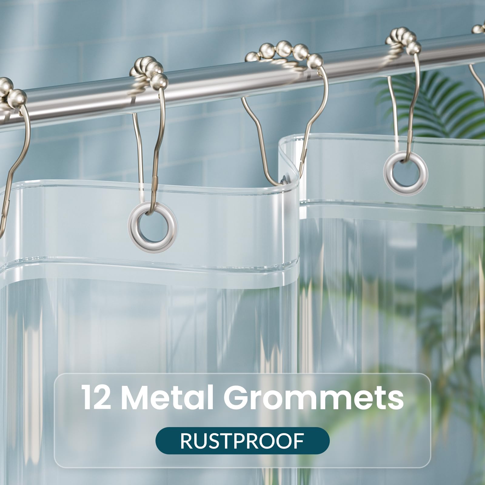 Titanker Clear Shower Curtain Liner, 72 x 72 Plastic Shower Liner Lightweight PEVA Shower Curtain Liner for Bathroom, Waterproof Shower Liner with Magnets and Rustproof Grommet Holes
