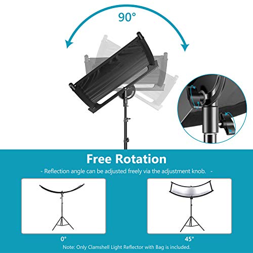 Neewer Clamshell Light Reflector Diffuser with Carrying Bag, 39โร18โ/100x45cm Photography Curved Lighting Reflector for Photo Studio Photography, Black/White/Gold/Silver Colors (Stand Not Included)