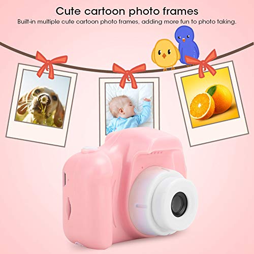 Kid Camera, Comfortable DIY Photos Children Camera Digital Camera Cute Mini Camera Eye Friendly Cartoon Photo for Children Toy(Pink)