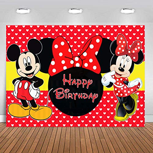 zlhcgd 7x5FT Minnie Mouse Photography Photo Background for Kids Birthday Party Backdrops Decoration