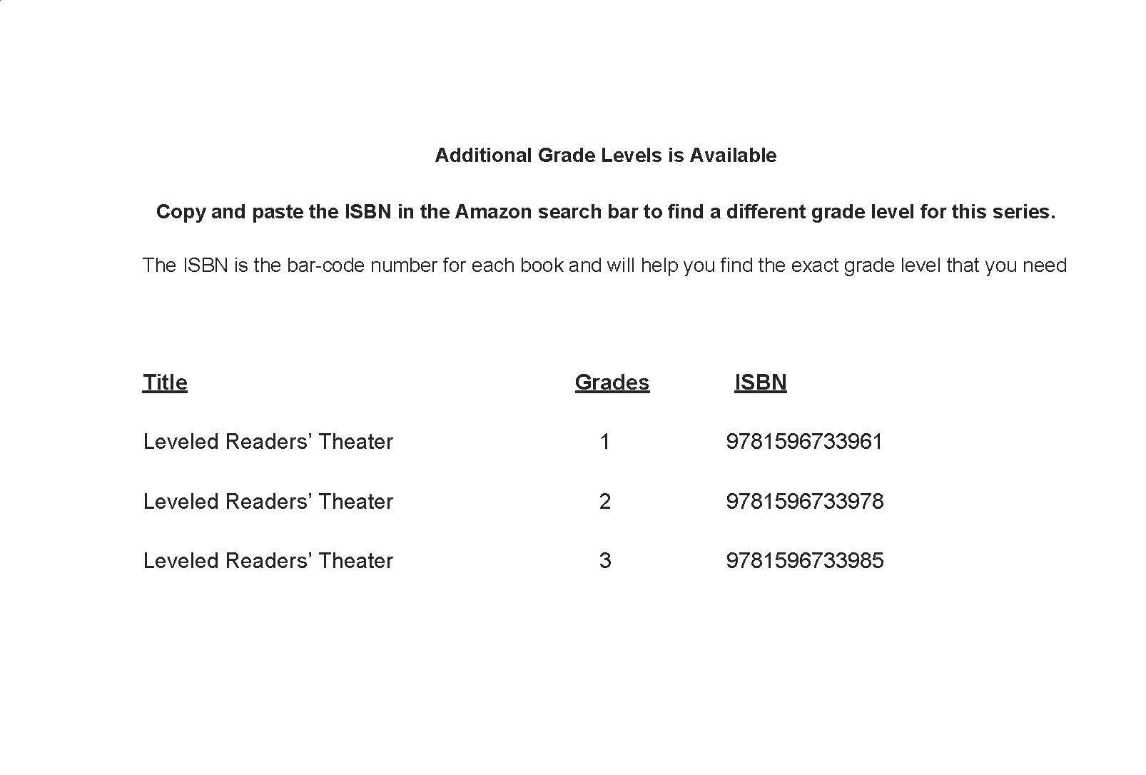 Leveled Readers' Theater, Grade 1