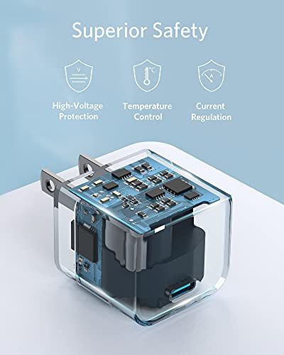 USB C Charger, Anker Fast Charger with Foldable Plug, PowerPort III 20W Cube Charger with USB C to Lightning Cable for iPhone 14/14 Plus/14 Pro/14 Pro Max/13, Galaxy, iPad/iPad Mini and More