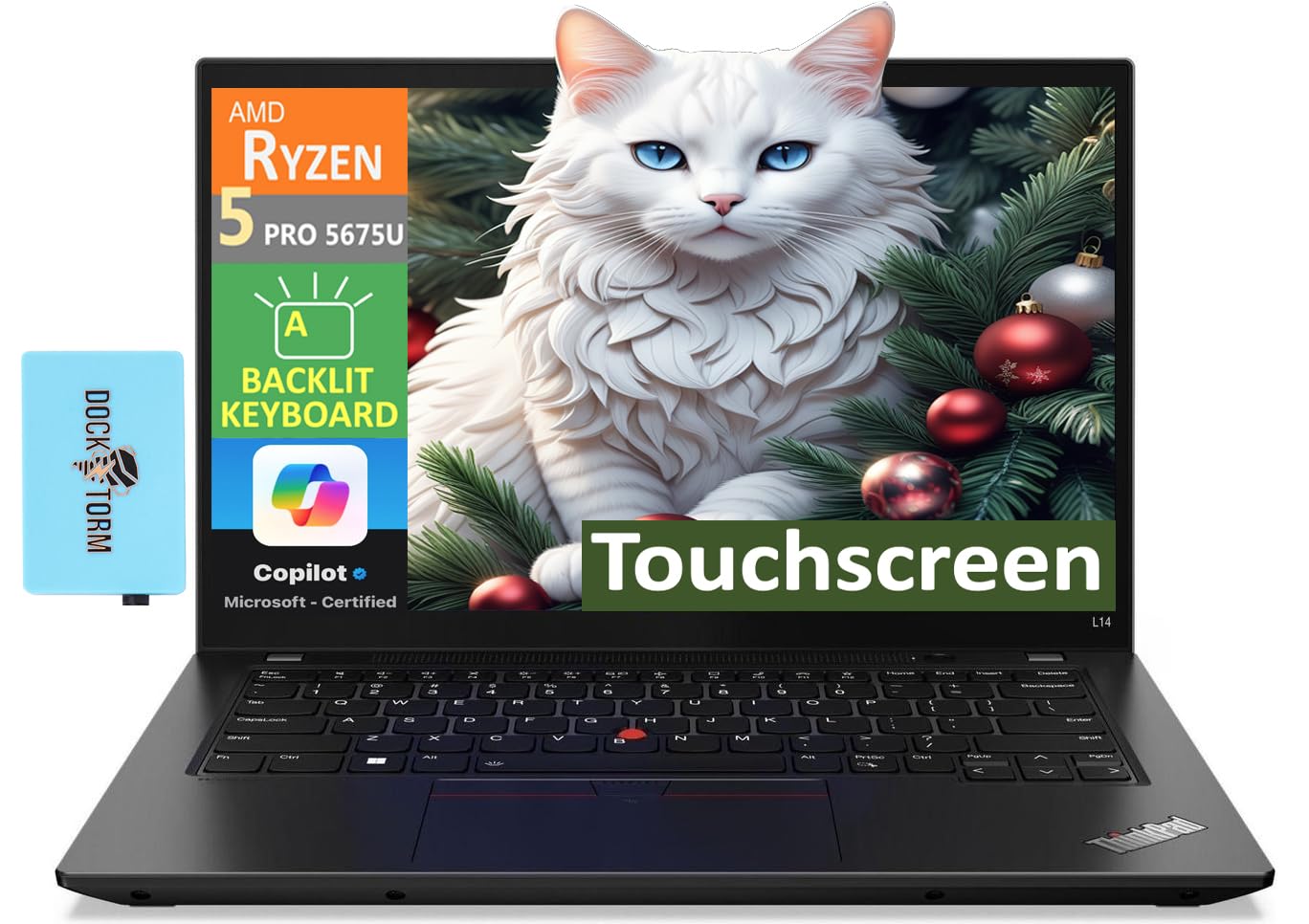 Lenovo ThinkPad L14 14.0" 60Hz Touchscreen FHD IPS Business Laptop (Intel i5-1135G7 4-Core, 32GB RAM, 1TB PCIe SSD, Intel Iris Xe, Killer WiFi 6E, Bluetooth 5.3, Webcam, HDMI, Win 10 Pro) with Hub