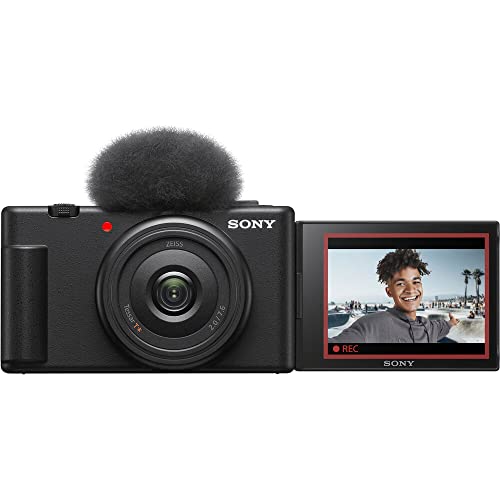 Sony ZV-1F Vlogging Camera (Black) (ZV1FB) + Case + 64GB Card + 2 x NP-BX1 Battery + Card Reader + Corel Photo Software + LED Light + Charger + Flex Tripod + Memory Wallet + More (Renewed)