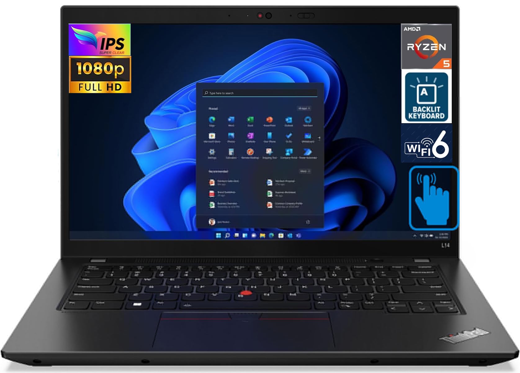 Lenovo ThinkPad L14 14.0" 60Hz Touchscreen FHD IPS Business Laptop (Intel i5-1135G7 4-Core, 32GB RAM, 1TB PCIe SSD, Intel Iris Xe, Killer WiFi 6E, Bluetooth 5.3, Webcam, HDMI, Win 10 Pro) with Hub